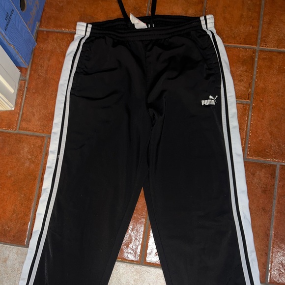 Puma | Pants | Mens Black Puma Sweatpant With White Side Stripes | Poshmark